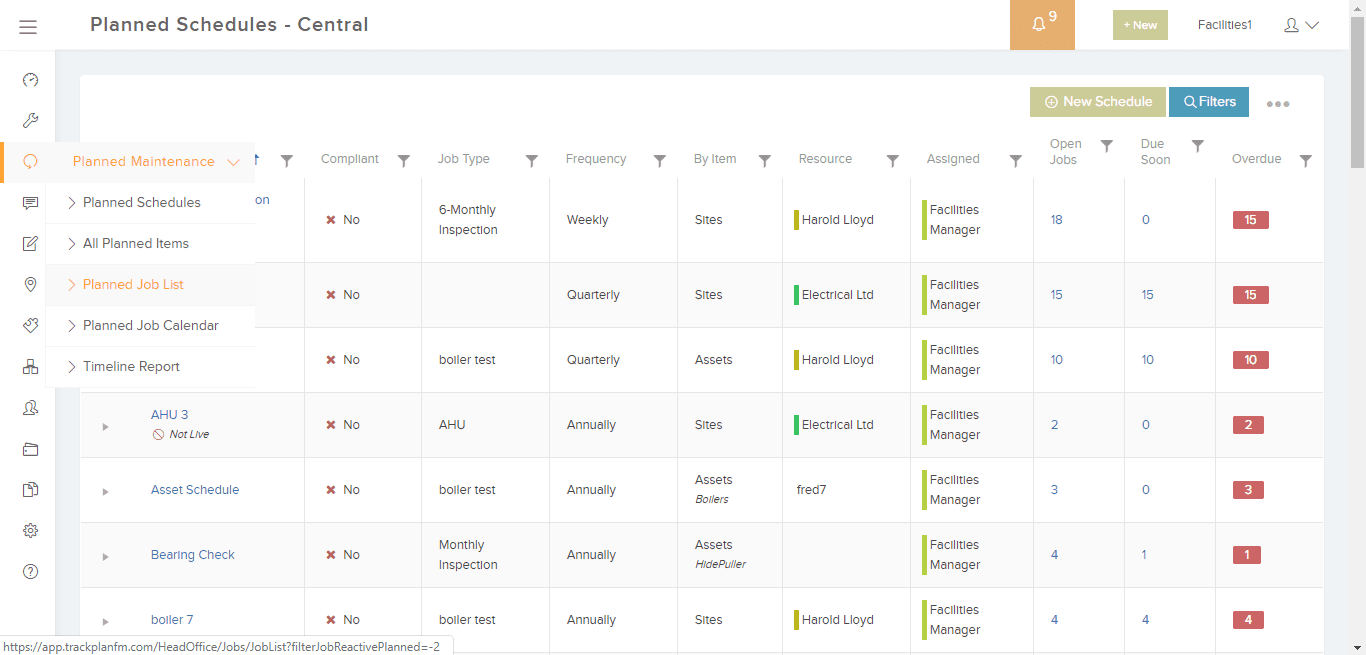 Planned Preventative Maintenance Trackplan FM Software