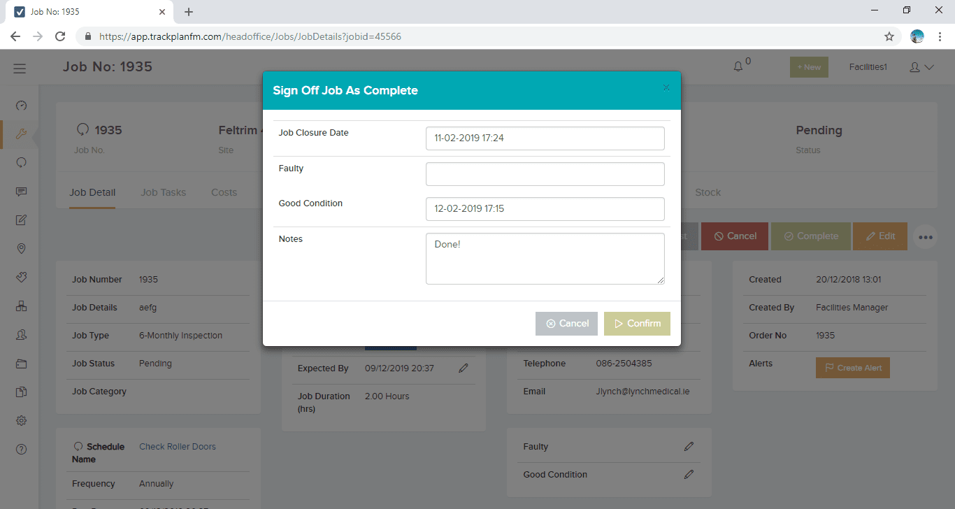 Planned Preventative Maintenance - Trackplan FM Software